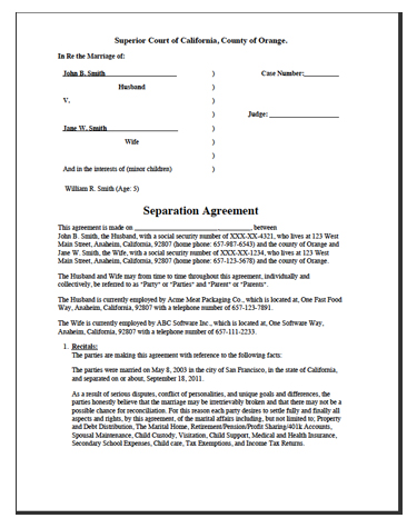 Free Printable Divorce Template Form (GENERIC)