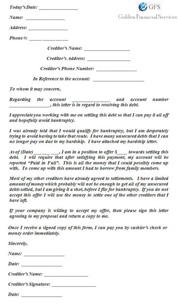 Free Printable Settlement Letter Sample Form (GENERIC)